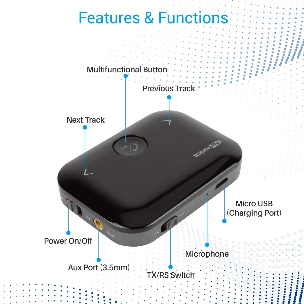 Portronics Auto 14 2-in-1 Bluetooth Transmitter & Receiver Adaptor ...