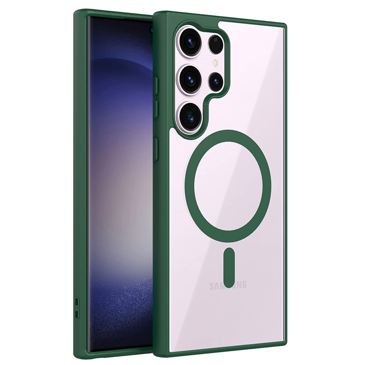 Samsung Galaxy S22 Ultra Transparent Magsafe Back Cover (Green) - ShoppCart