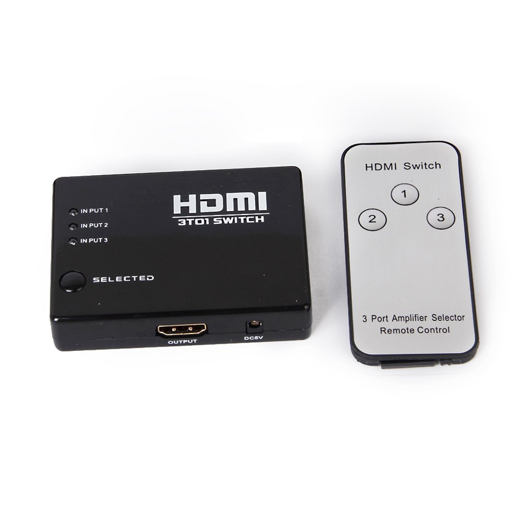 TERABYTE 3 Port HDMI Switcher Splitter Switch Box with Remote Control ...